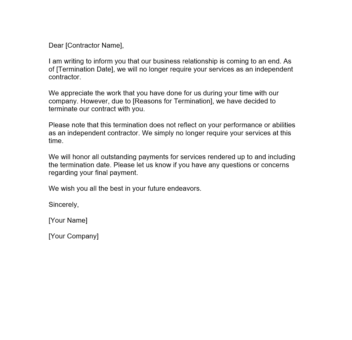 Independent Contractor Termination Letter Sample For Vrogue co