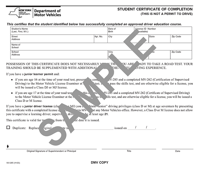 Form MV 285 Student Certificate Of Completion Forms Docs 2025 Form MV 285 Student Certificate Of Completion Forms Docs 2025
