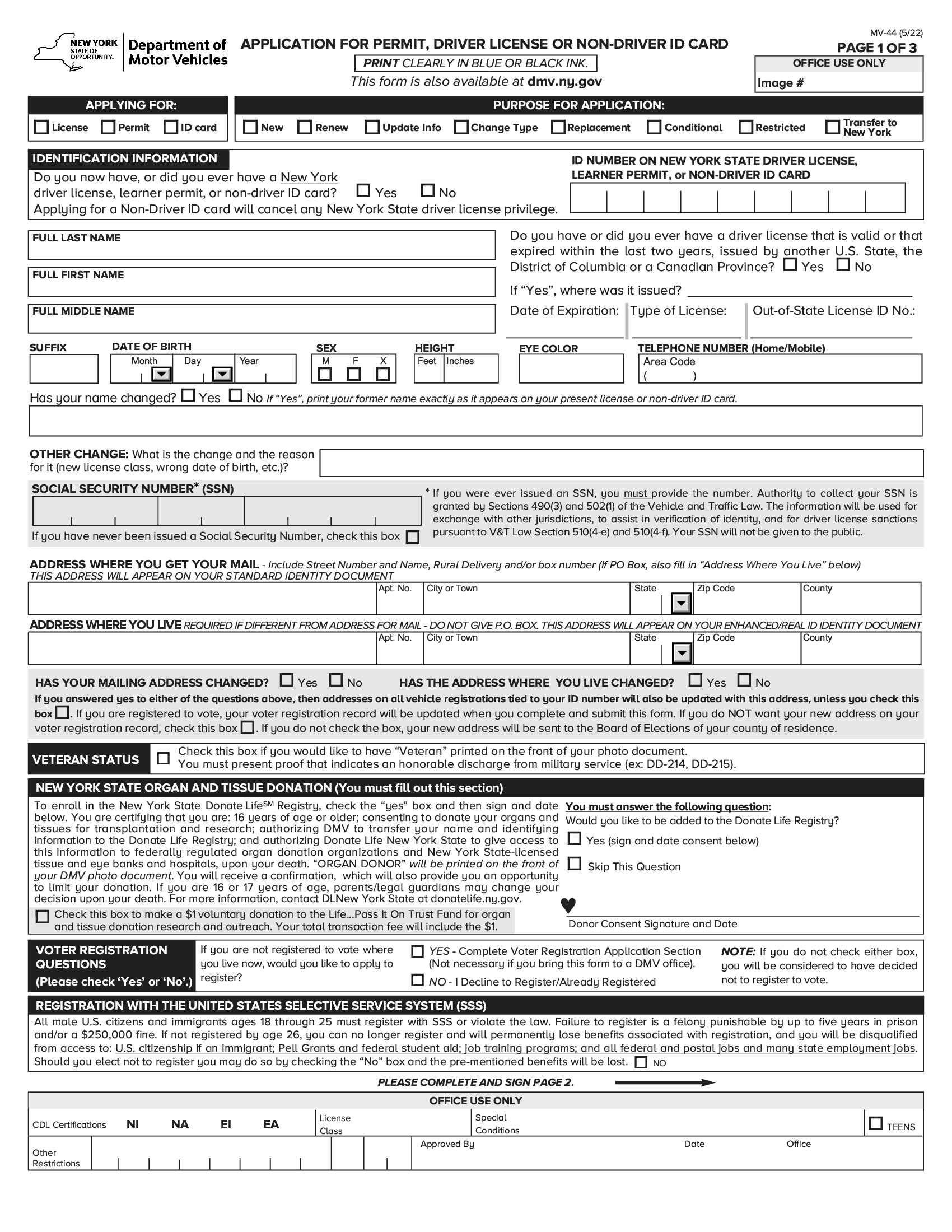 Ny State Dmv Form Mv 44 Printable Ny State Dmv Form Mv 44 Printable
